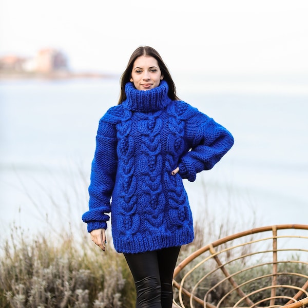 Royal Blue Chunky Sweater - Etsy