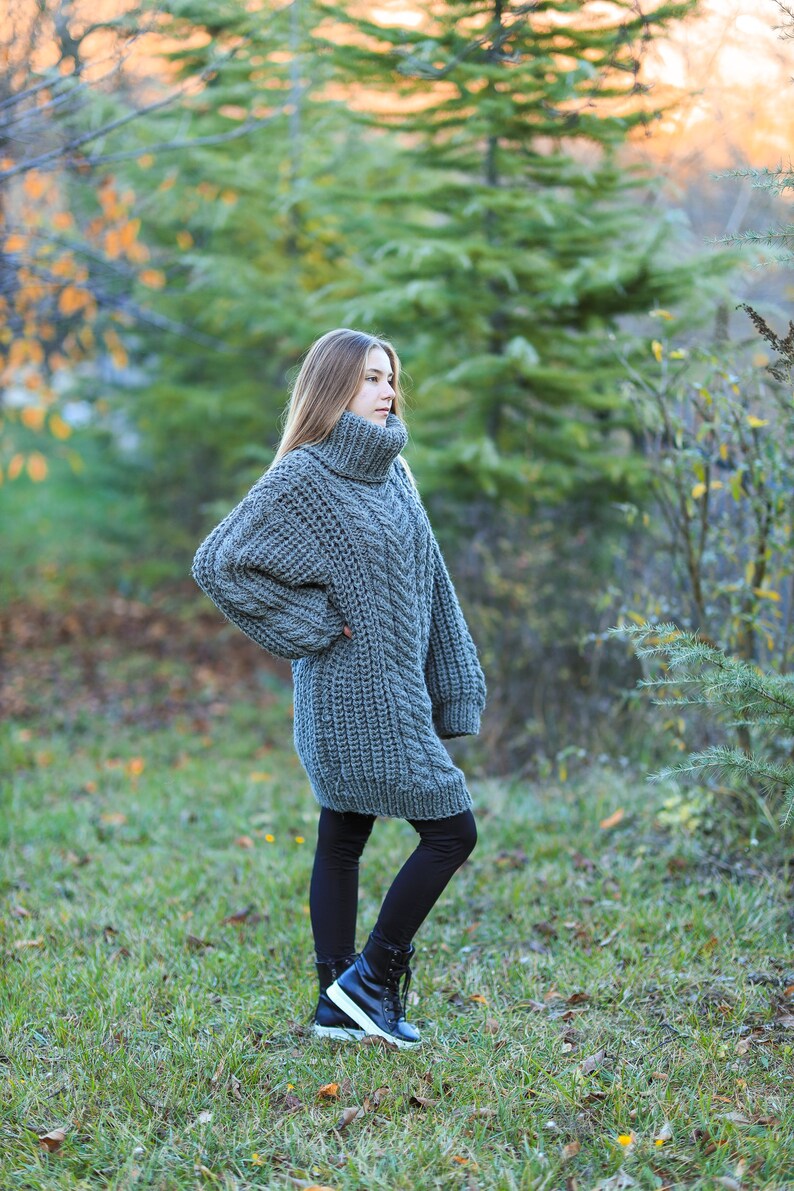 Long Wool Sweater Oversized Wool Pullover Cable Knit - Etsy