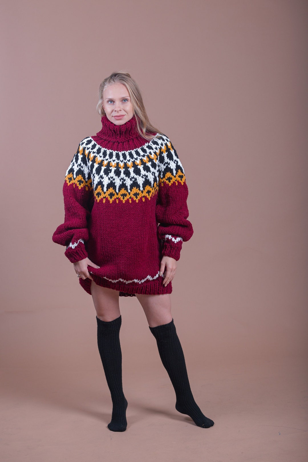 Christmas Knitted Wool Sweater in Nordic Style Made by Molimarks - Etsy