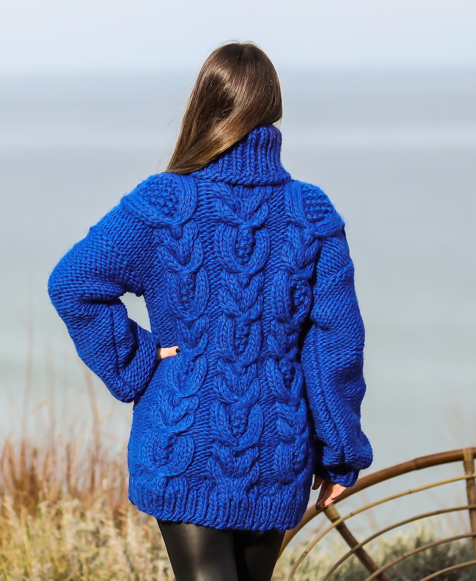 Royal Blue Knit Sweater Wool Pullover Giant Turtleneck - Etsy