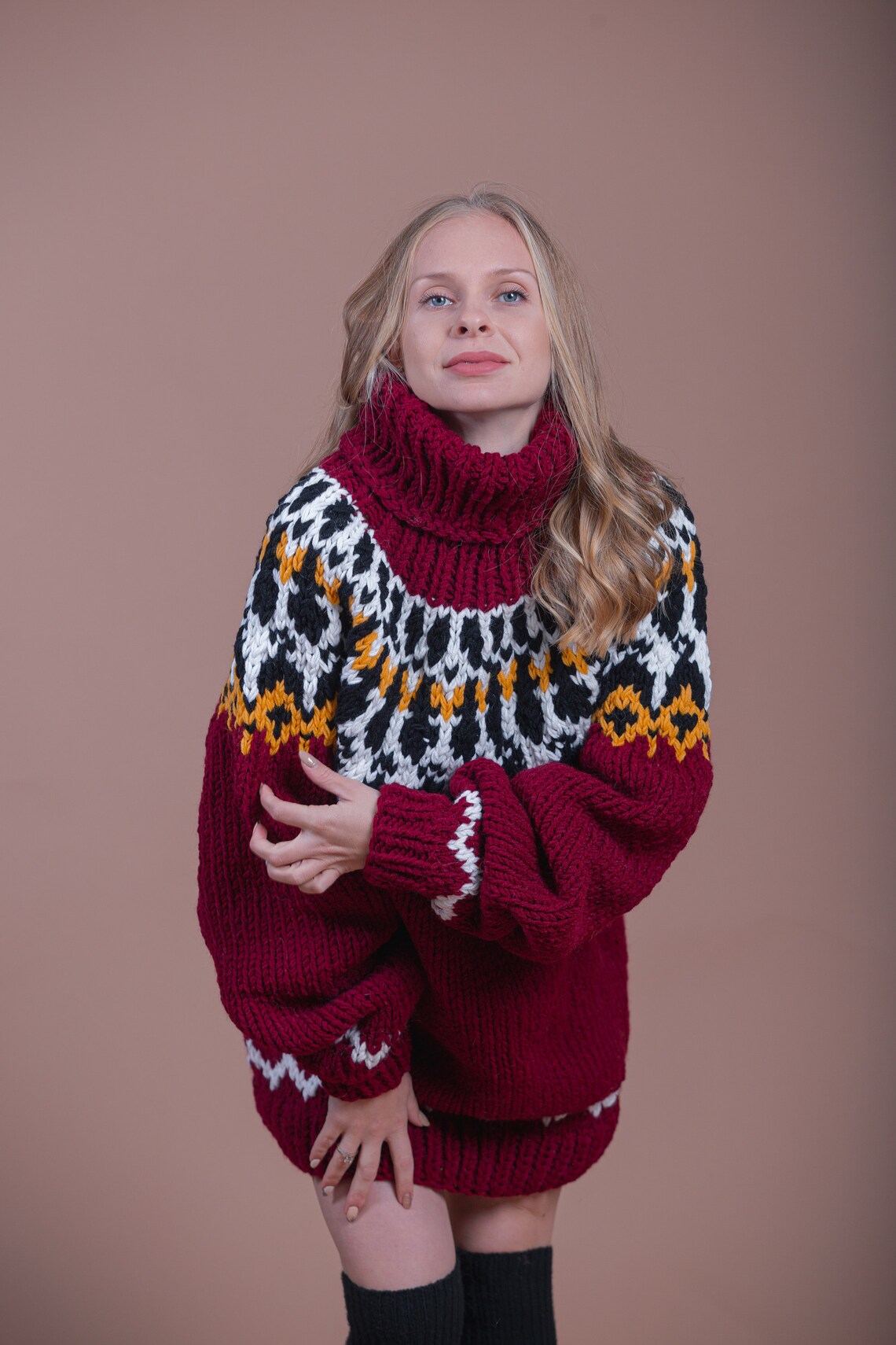 Christmas Knitted Wool Sweater in Nordic Style Made by Molimarks - Etsy