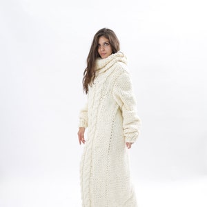 Oversized Sweater Dress, Maxi Turtleneck Sweater Dress, Chunky Sweater ...