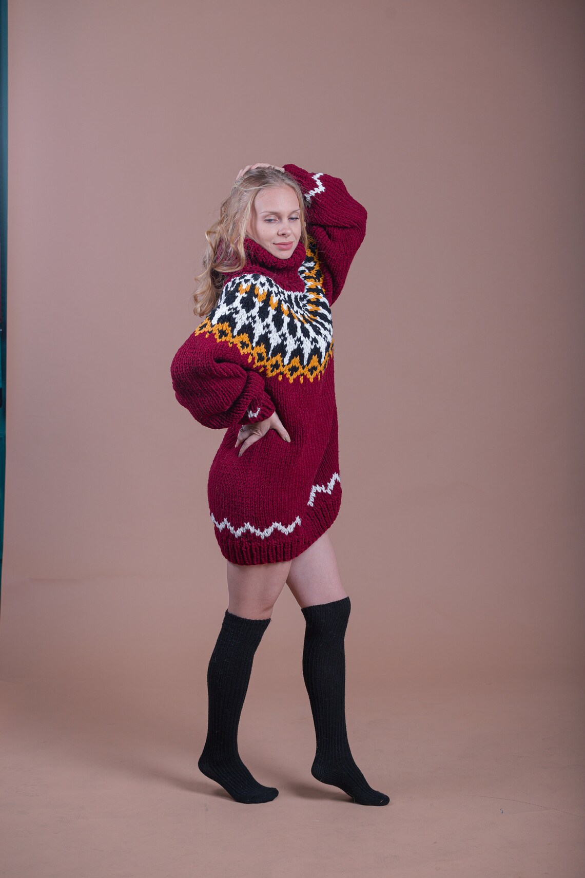 Christmas Knitted Wool Sweater in Nordic Style Made by Molimarks - Etsy