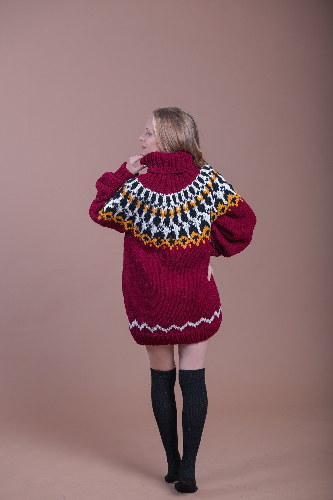 Christmas Knitted Wool Sweater in Nordic Style Made by Molimarks - Etsy