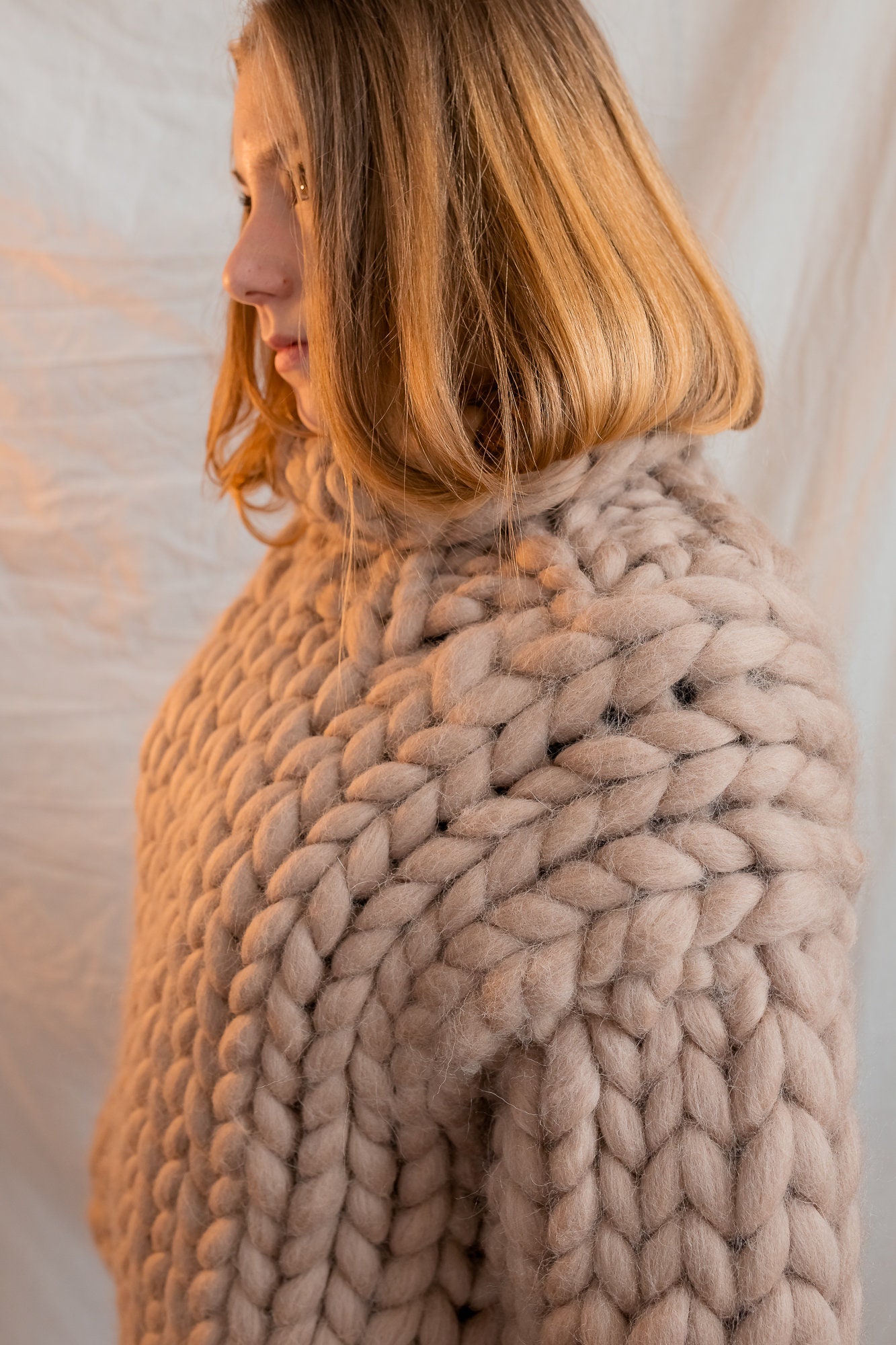 Chunky Wool Sweater, Merino Wool Sweater, Turtleneck Sweater, Plus Size ...