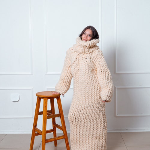Maxi Sweater Dress Made of Merino Wool Available in Plus Sizes - Etsy