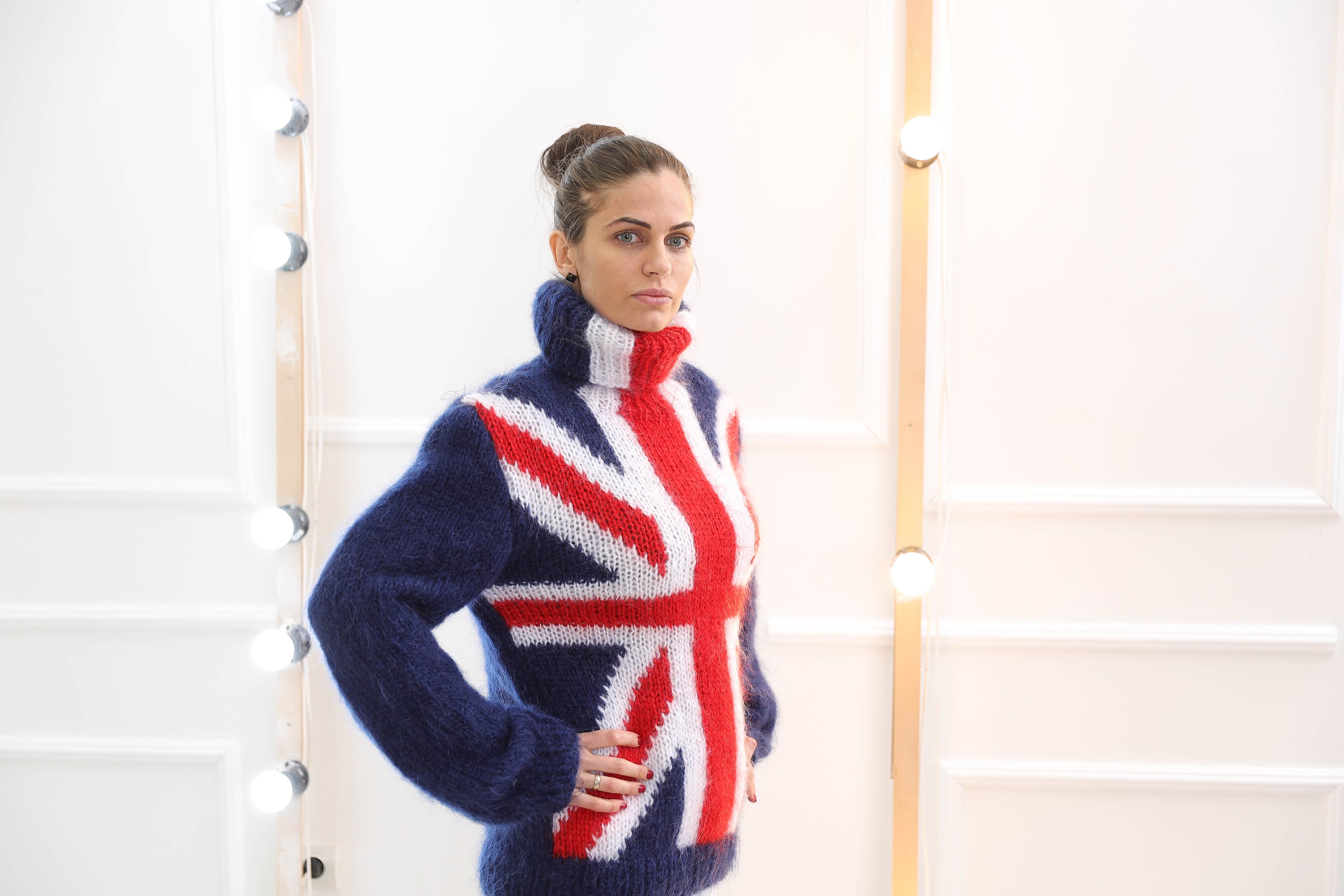 British Flag Mohair Sweater UK Flag Turtleneck Mohair - Etsy
