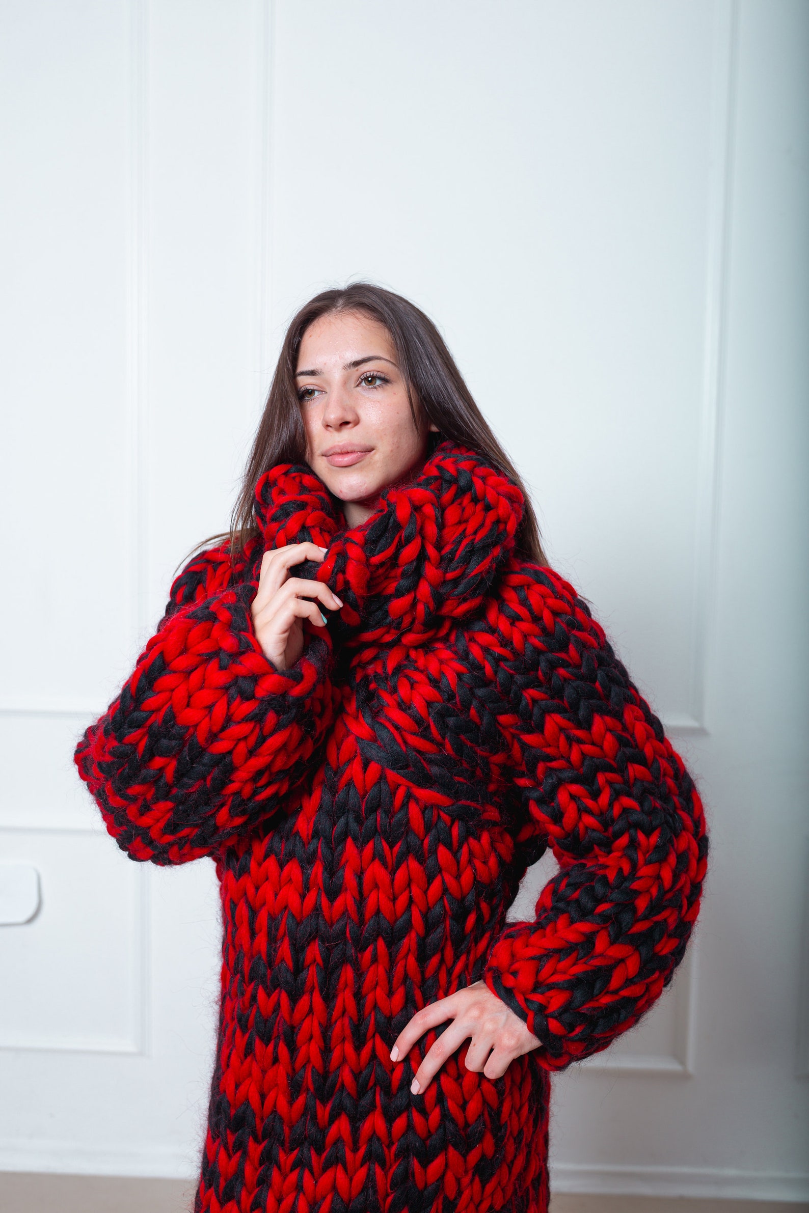 Maxi Giant Knit Sweater Winter Dress Made of Merino Wool | Etsy