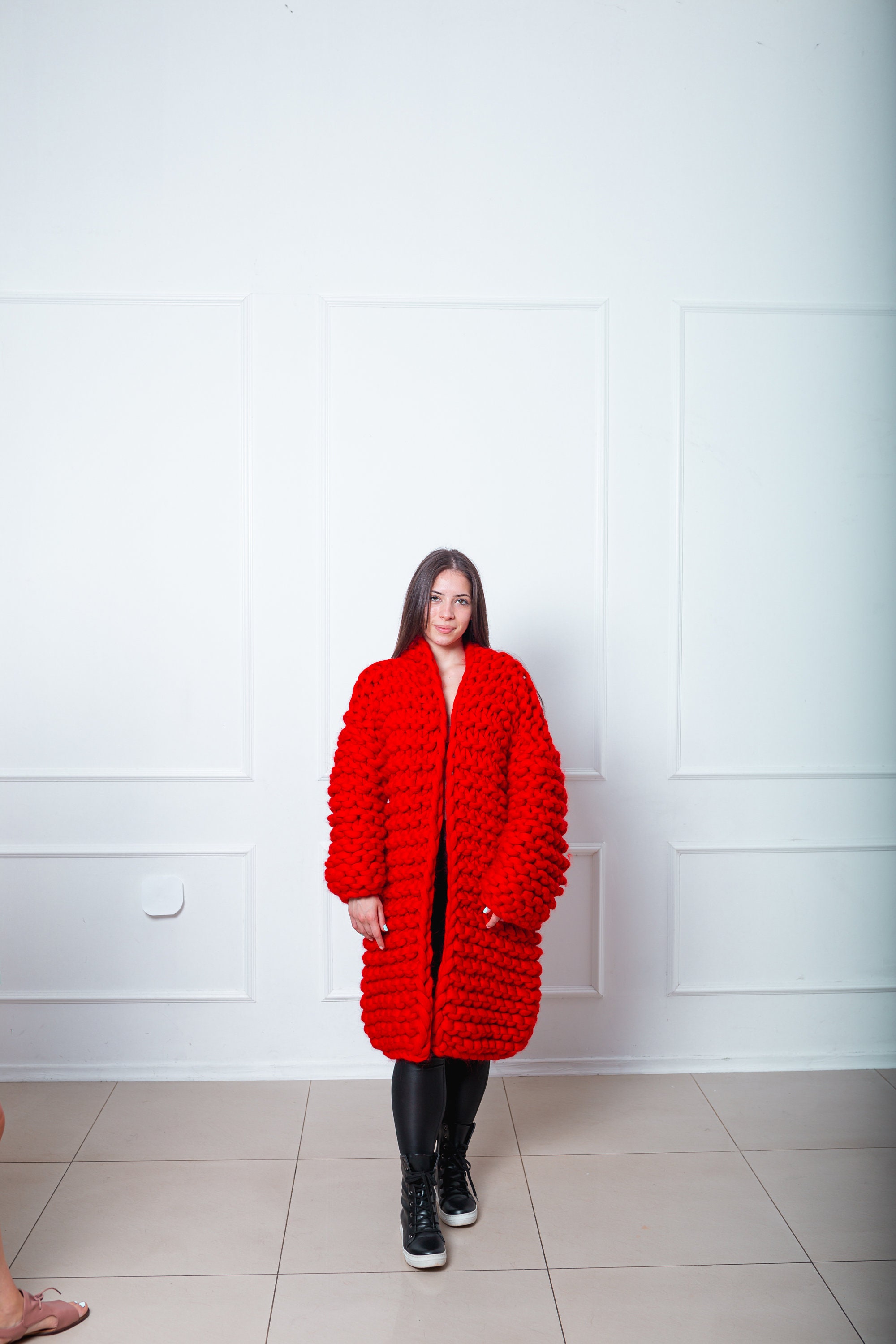 Maxi Red Cardigan Coat Blanket Cardigan Oversized Knit | Etsy