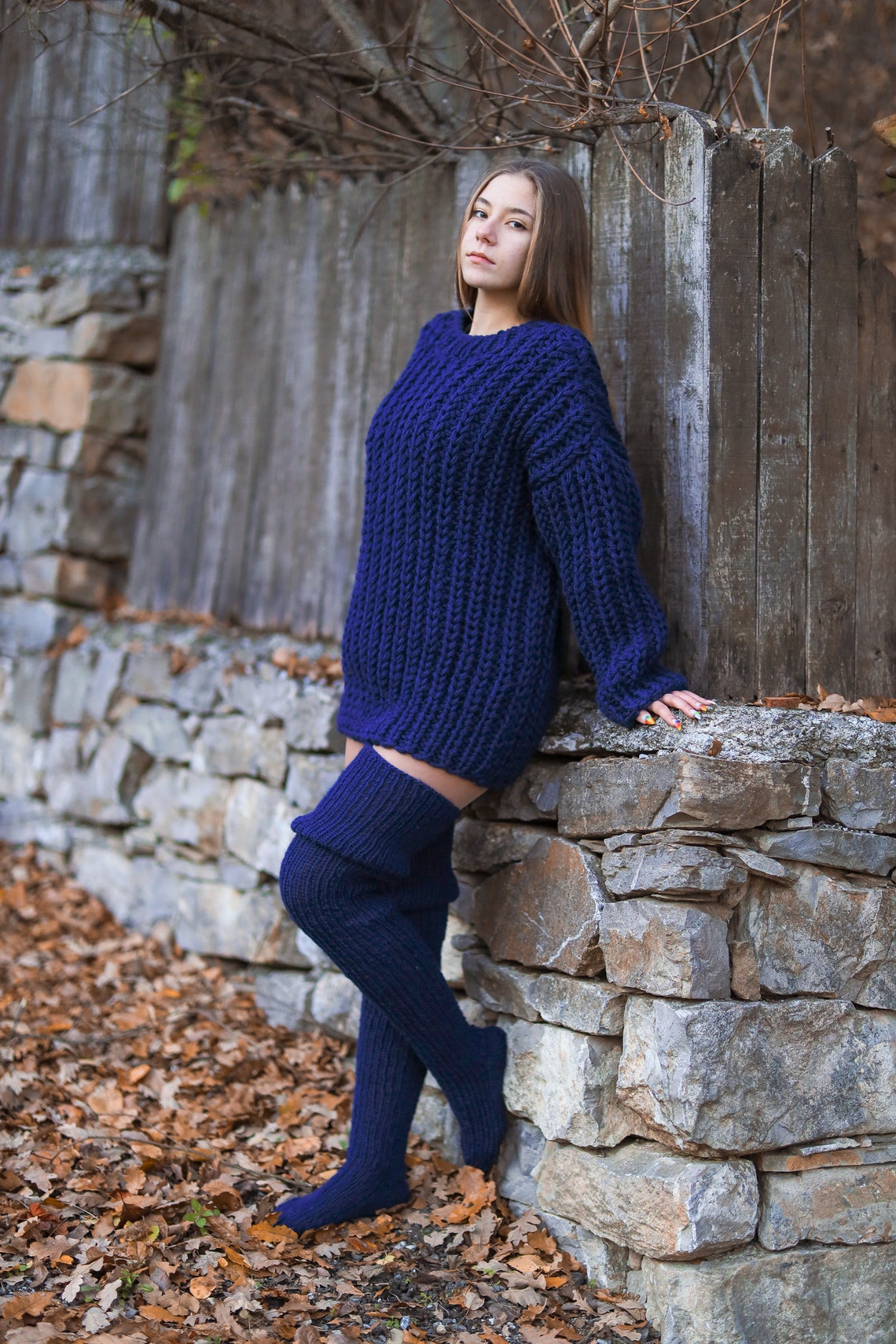 Over the Knee Wool Socks Warm Winter Socks Hand Knitted - Etsy