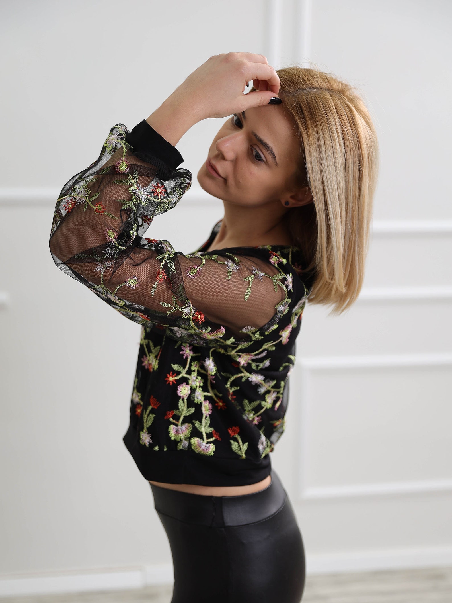 Floral Embroidered Tulle Top Long Sleeved Tulle Top | Etsy