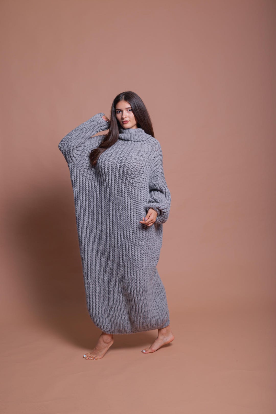 Extra Huge Wool Dress, Winter Maxi Sweater Dress, Long Wool Sweater ...