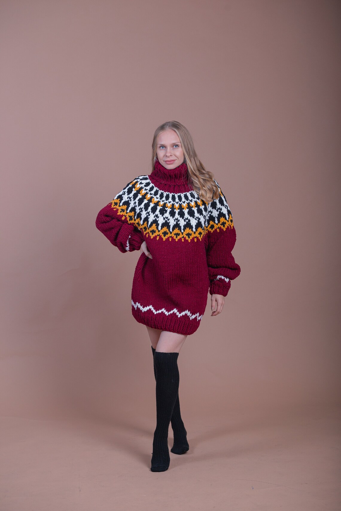 Christmas Knitted Wool Sweater in Nordic Style Made by Molimarks - Etsy