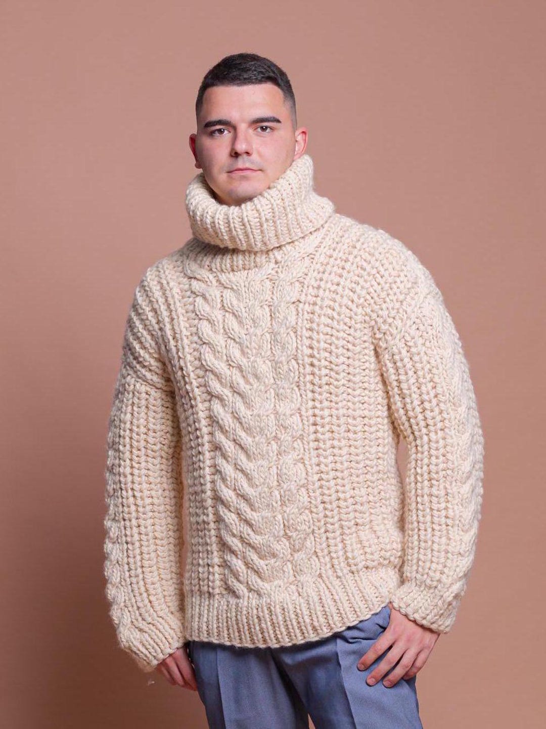 New Oversized Wool Sweater for Men, Winter Wool Pullover, Giant Man ...