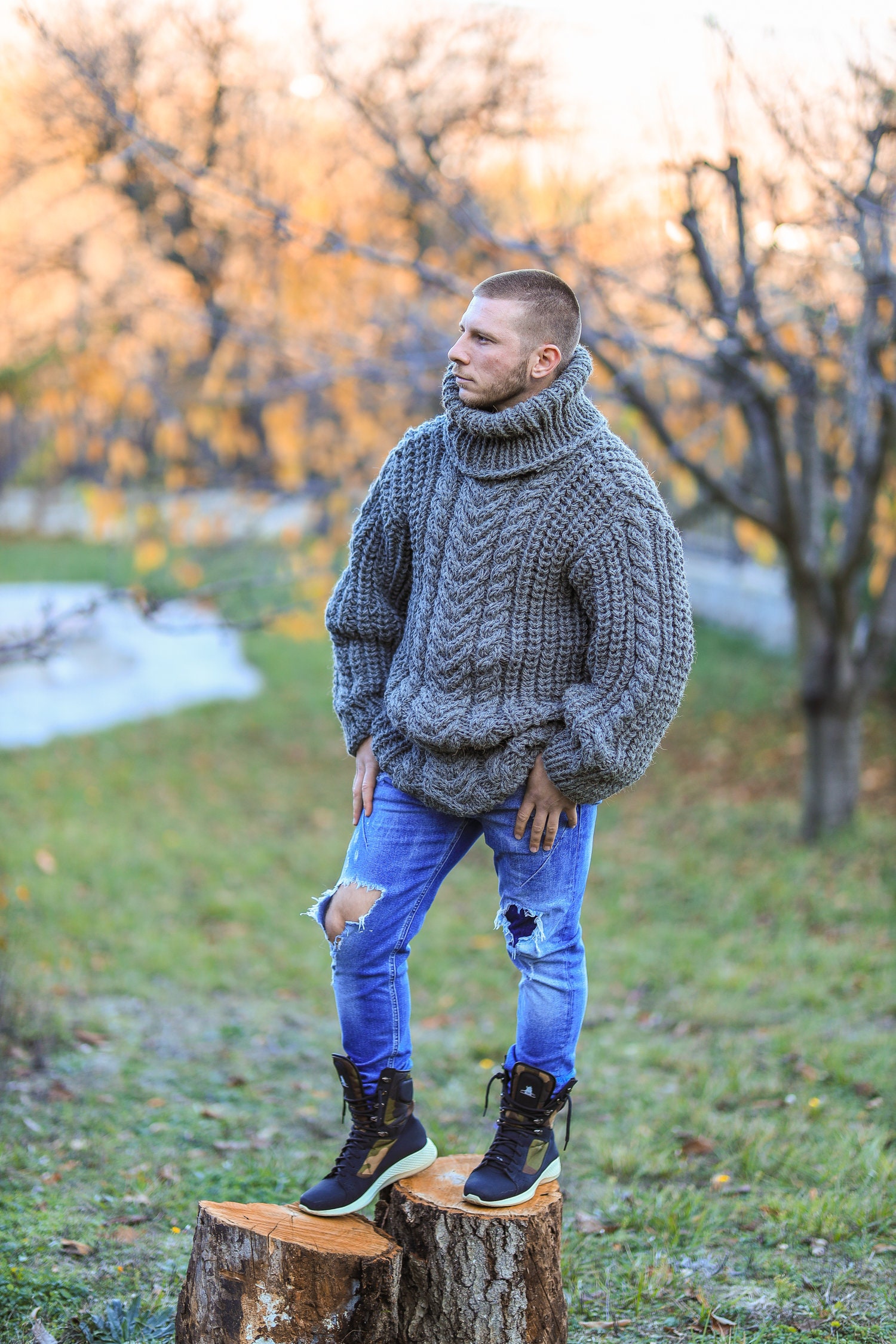 Wool Cable Knit Sweater Man Sweater Winter Man Clothing | Etsy