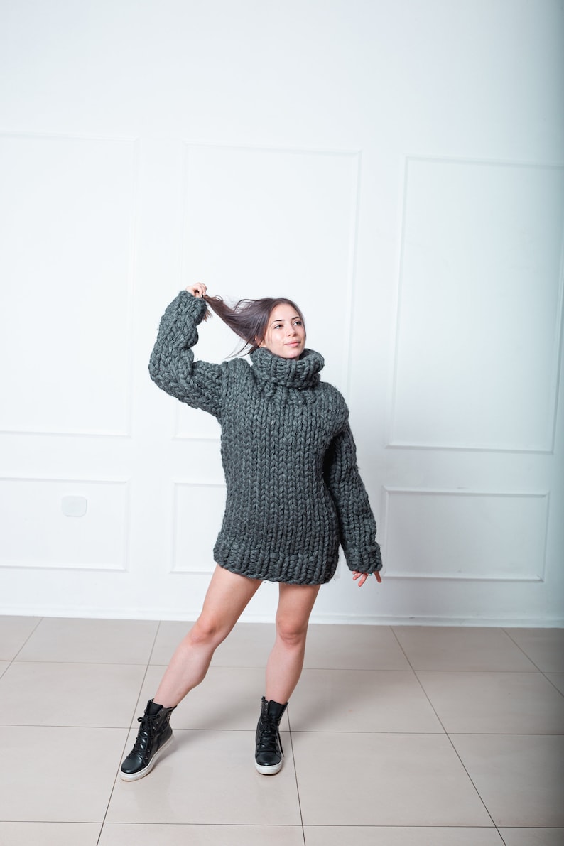 Huge Oversized Knit Sweater, Chunky Knit Sweater, Winter Wool Pullover ...