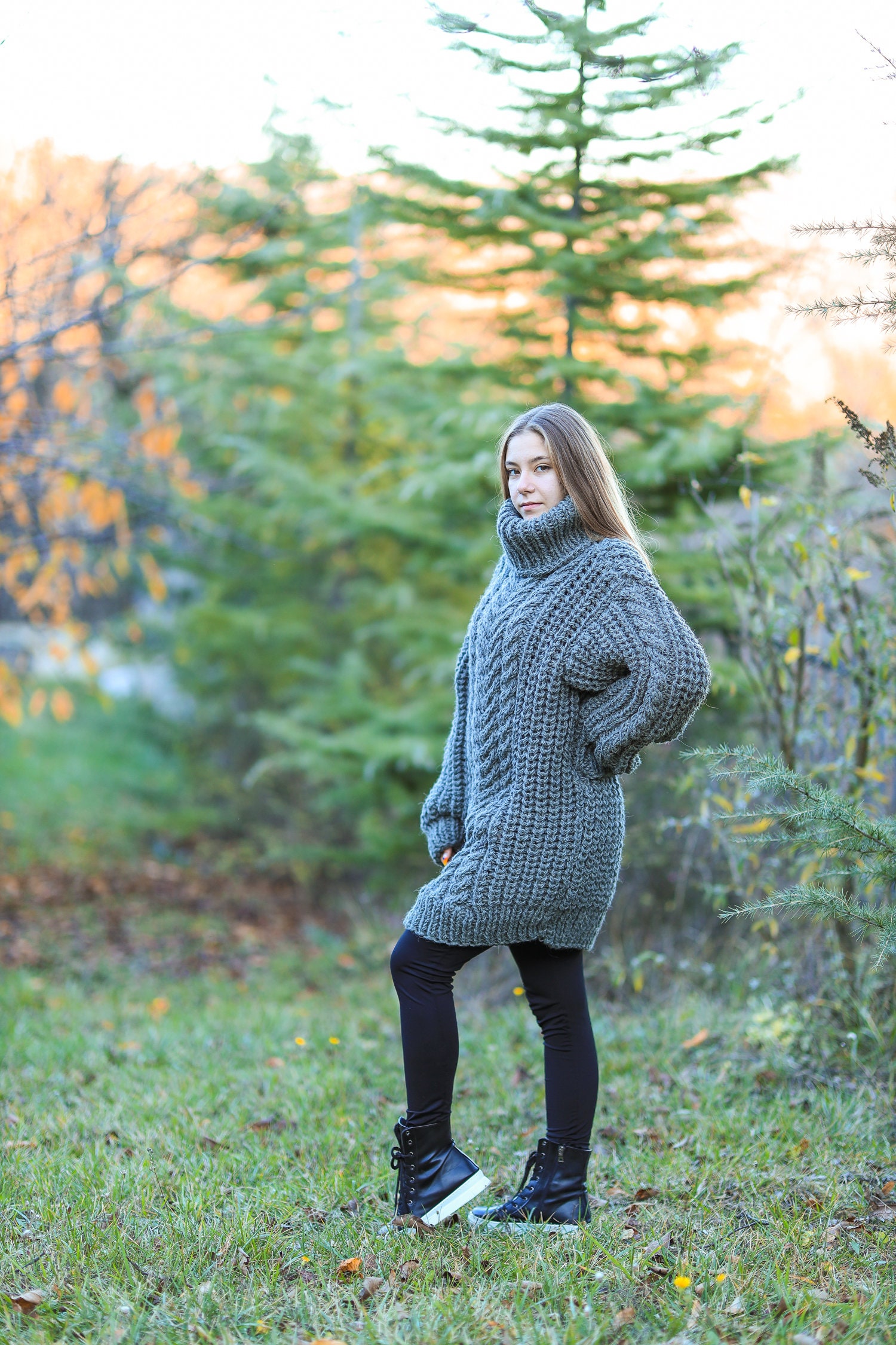 Long Wool Sweater Oversized Wool Pullover Cable Knit - Etsy