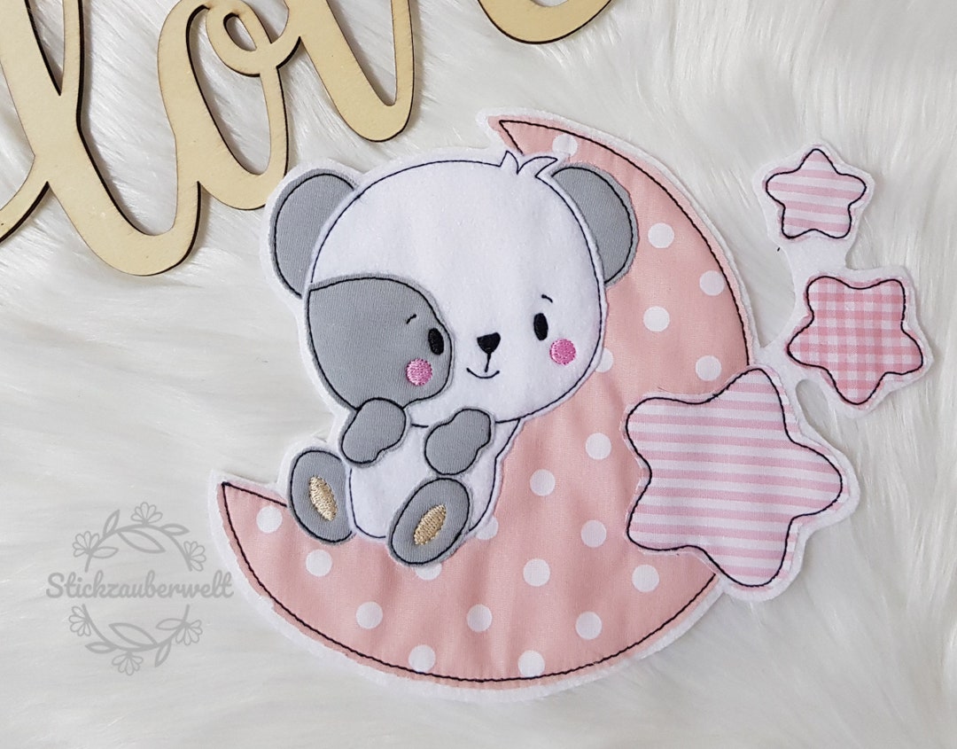 Panda With Moon Embroidery File, Doodle/application/embroidery Pattern ...