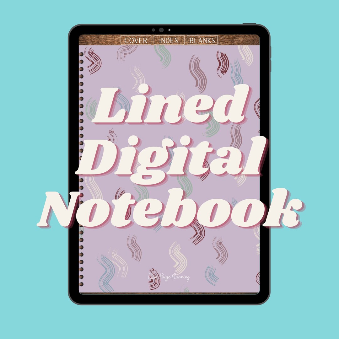 Purple Digital Notebook With Lined Paper, Five Tabs, Clickable Links ...