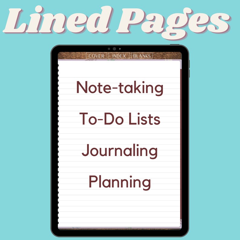 Purple Digital Notebook With Lined Paper, Five Tabs, Clickable Links ...