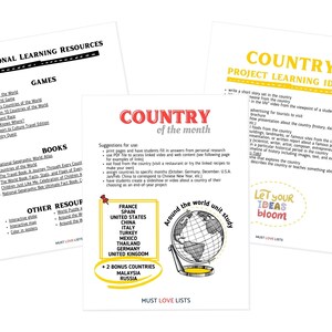 Country of the Month Printables, Countries of the World Mini-unit ...