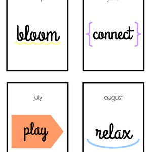 Monthly Focus Word Cards - Set of 12 - Digital Download - Etsy