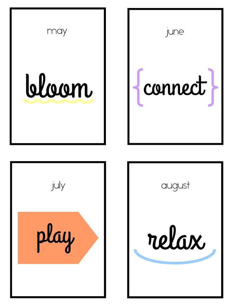 Monthly Focus Word Cards Set of 12 Digital Download - Etsy UK
