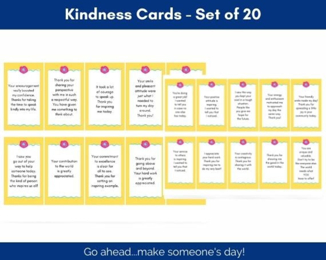 Kindness Cards Set of 20 Digital Download - Etsy