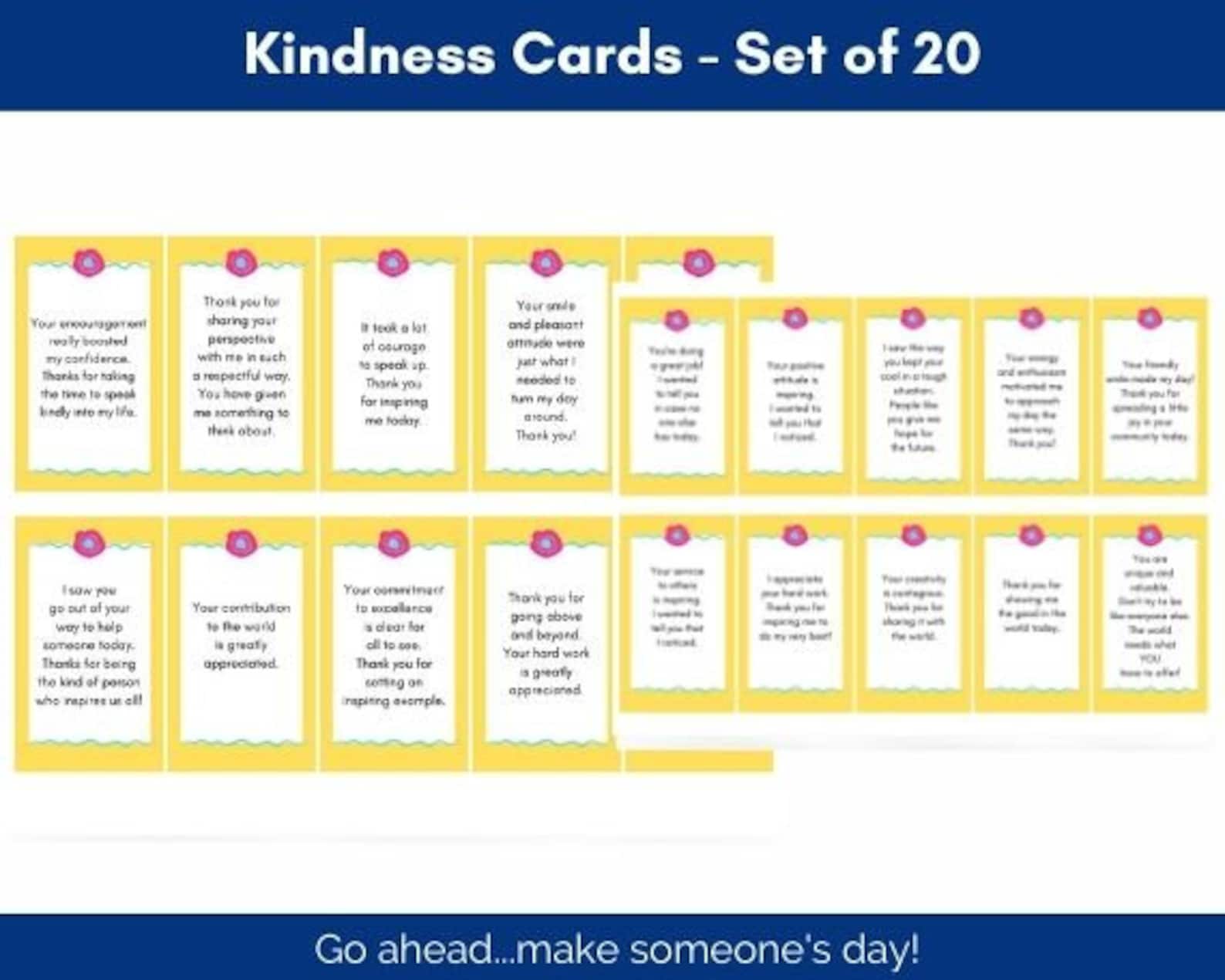 Kindness Cards - Set of 20 - Digital Download - Etsy