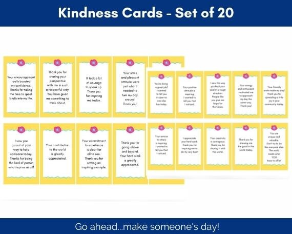 Kindness Cards - Set of 20 - Digital Download - Etsy