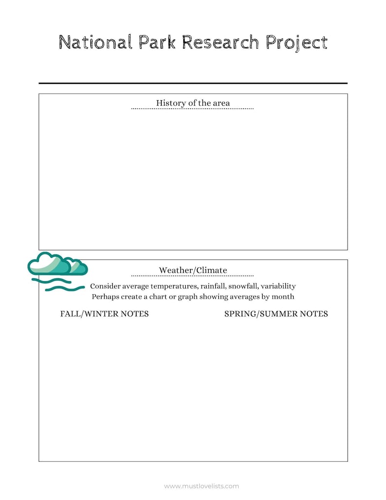 National Park Research Project, Homeschool Research Project, U.S ...