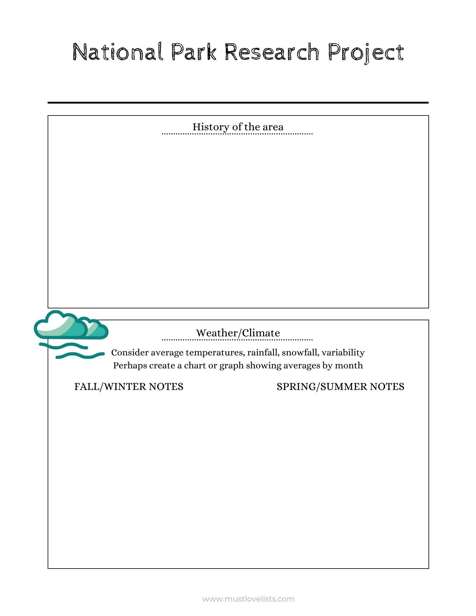 National Park Research Project, Homeschool Research Project, U.S ...