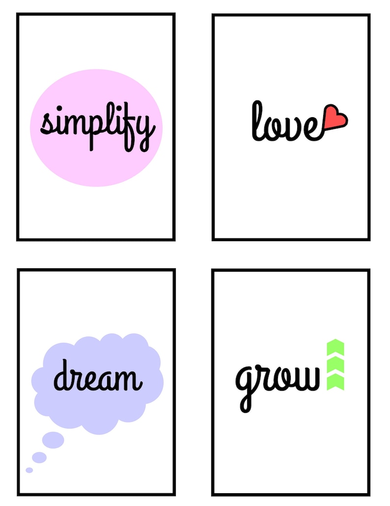 Monthly Focus Word Cards - Set of 12 - Digital Download - Etsy