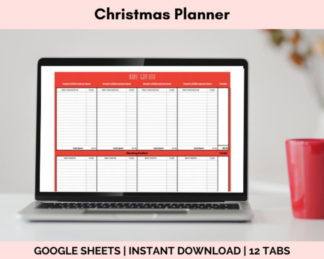 Christmas Planner for Google Sheets, Google Sheets Holiday Planner ...
