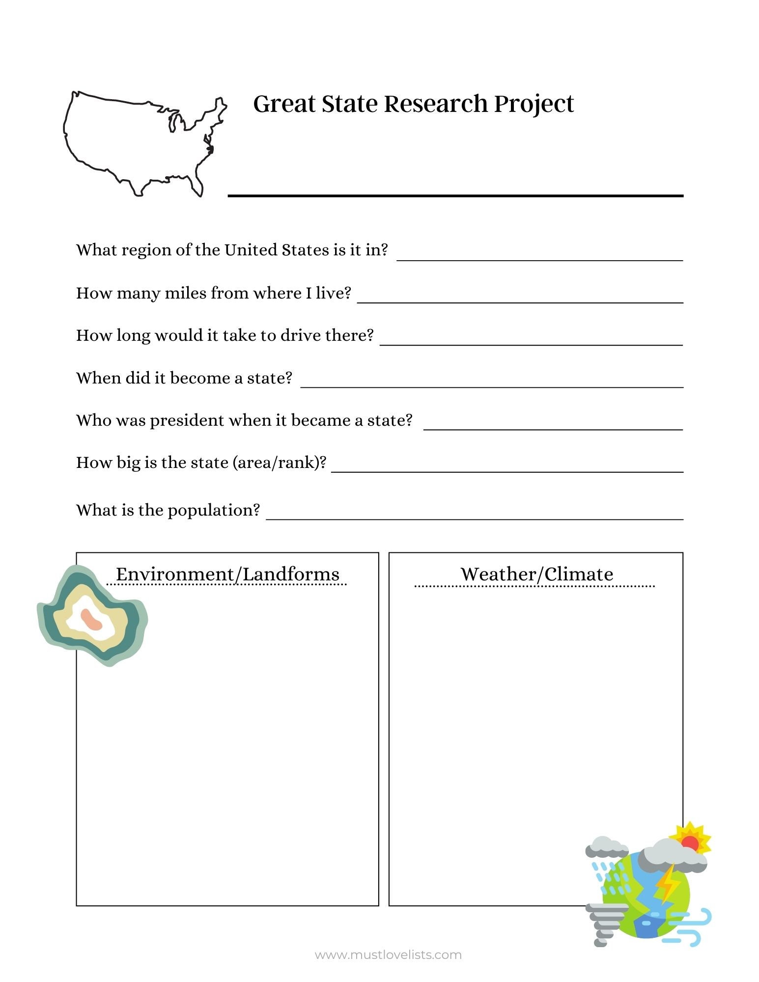U.S. State Research Project: Homeschool Unit Study (PDF) - Etsy
