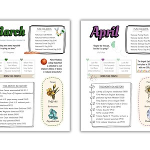 Monthly Birth Month Fun Facts, Birthday Month Fun Facts Cards - Etsy