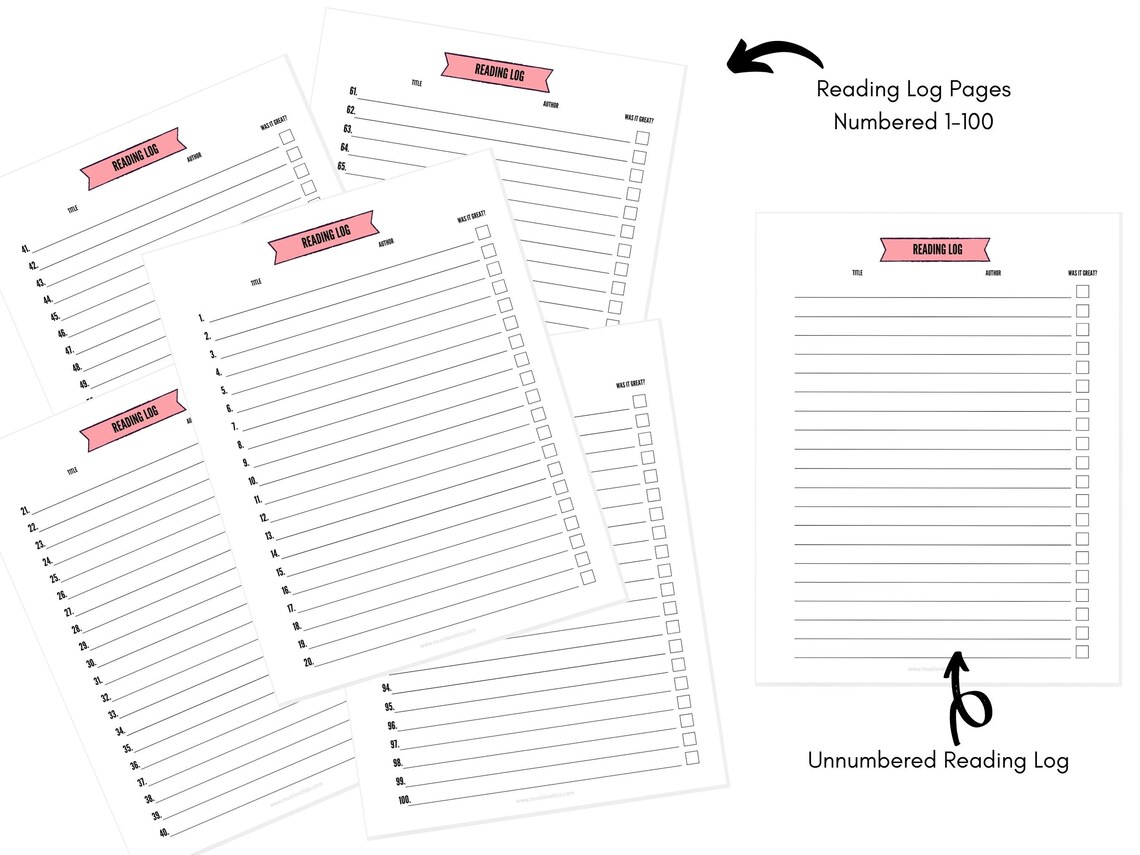 Reading Log Bundle Book Lover Bundle Book Notes Bookshelf - Etsy