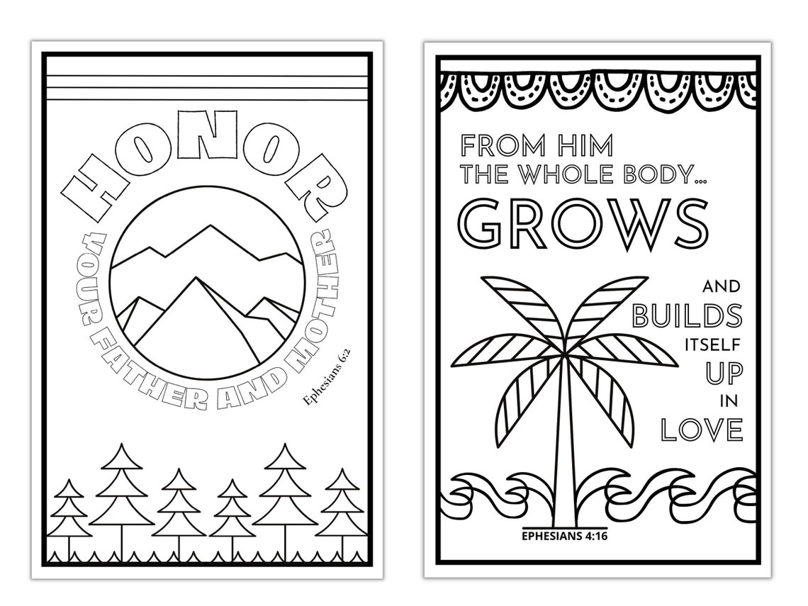 Ephesians Scripture Coloring Posters, Sunday School Coloring Poster - Etsy