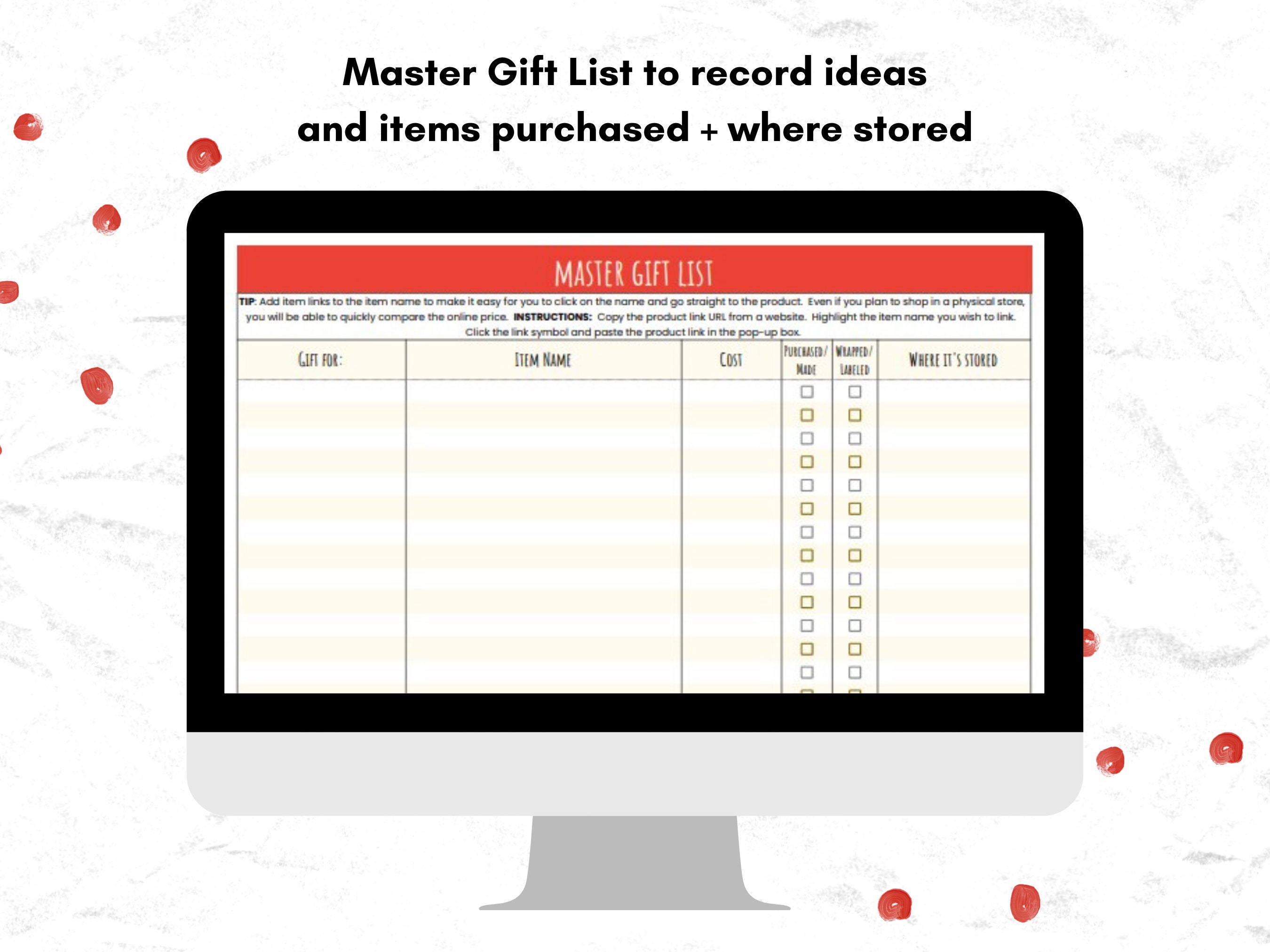 Christmas Planner For Google Sheets Google Sheets Holiday Planner