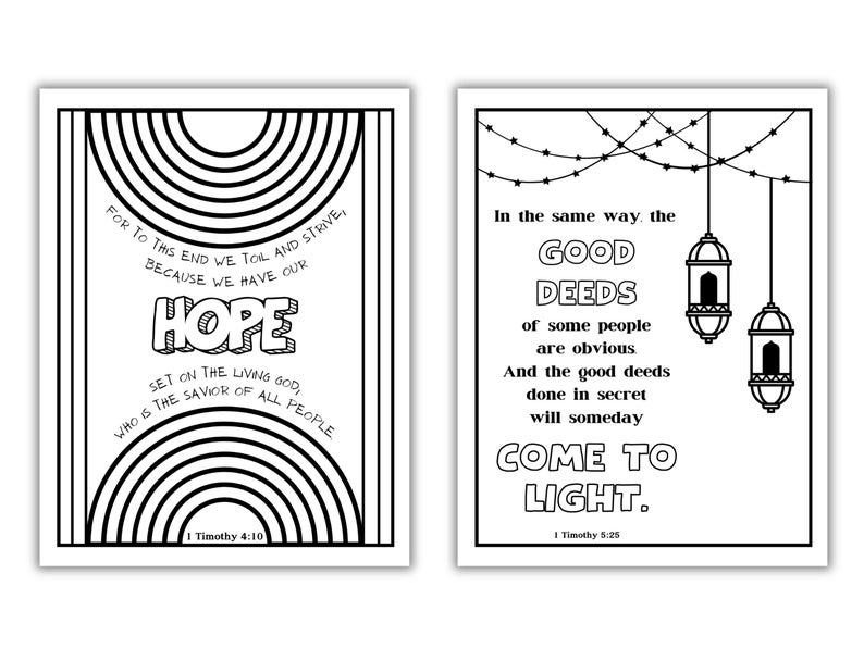 1 Timothy Scripture Coloring Pages: Sunday School Activities - Etsy