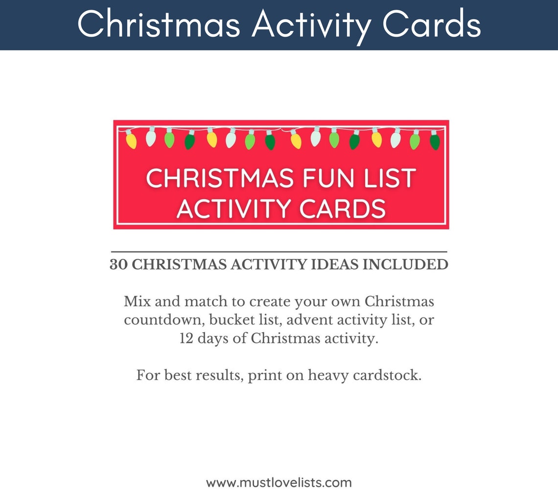 Christmas Activity Cards Advent Activities Christmas - Etsy