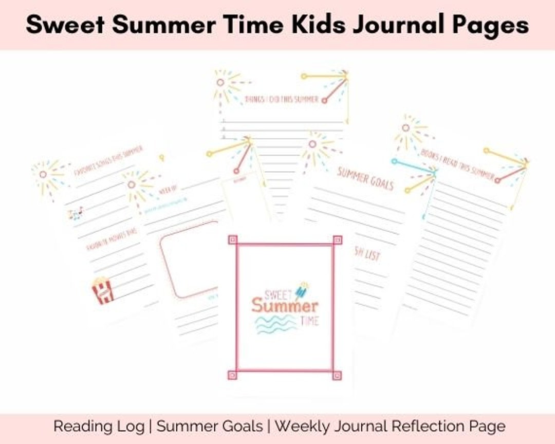 Sweet Summer Time Kids Journal Pages, Summer Reading Log, Weekly ...