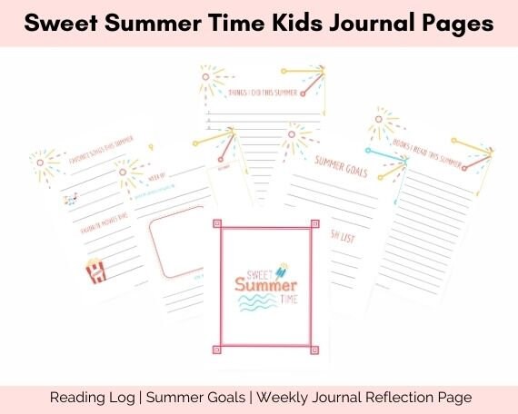 Sweet Summer Time Kids Journal Pages, Summer Reading Log, Weekly ...