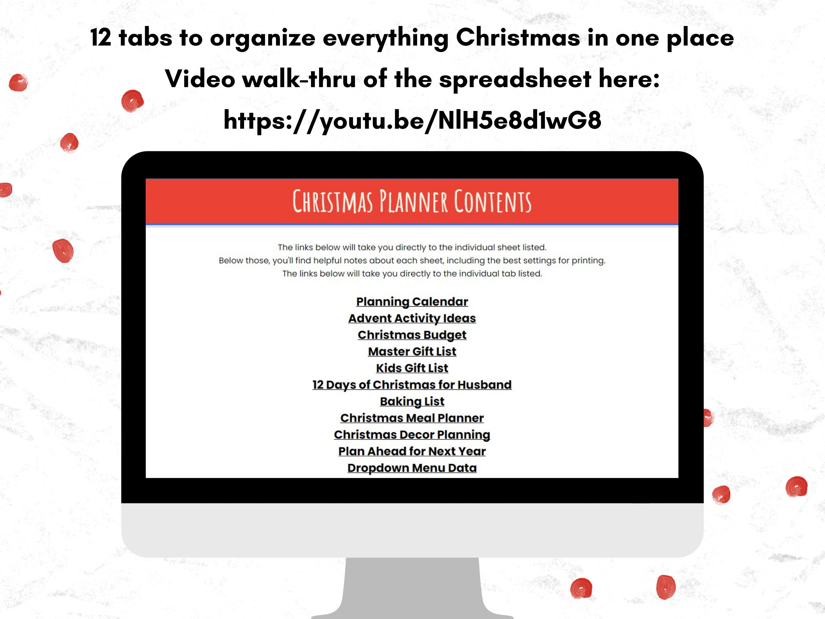 Christmas Planner For Google Sheets Google Sheets Holiday Planner