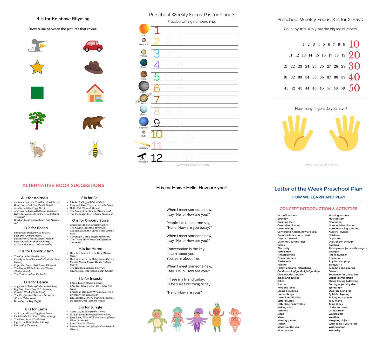 Letter of the Week Preschool Curriculum: A-Z Themes (PDF Download) - Etsy
