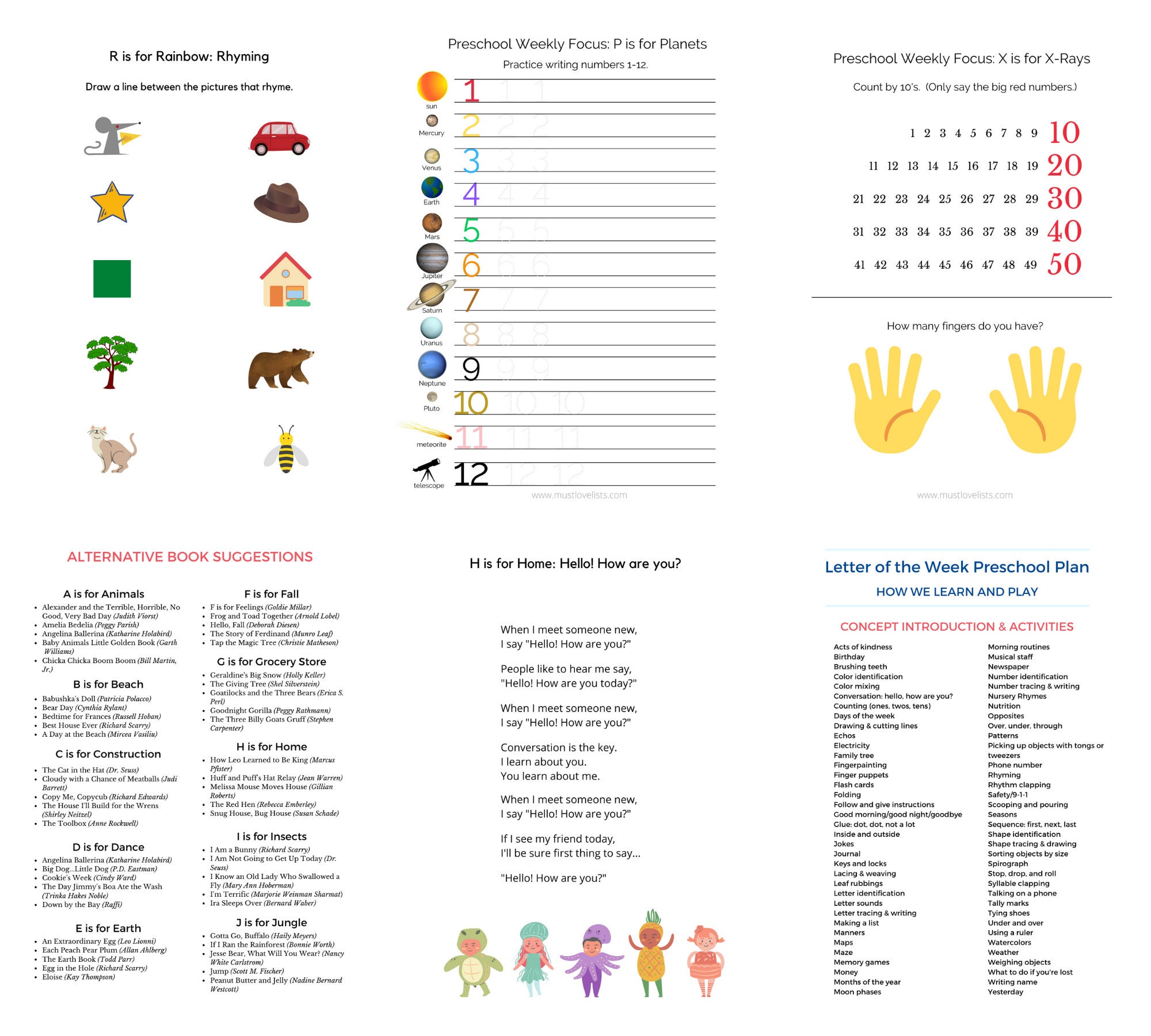 Letter of the Week Preschool Curriculum: A-Z Themes (PDF Download) - Etsy