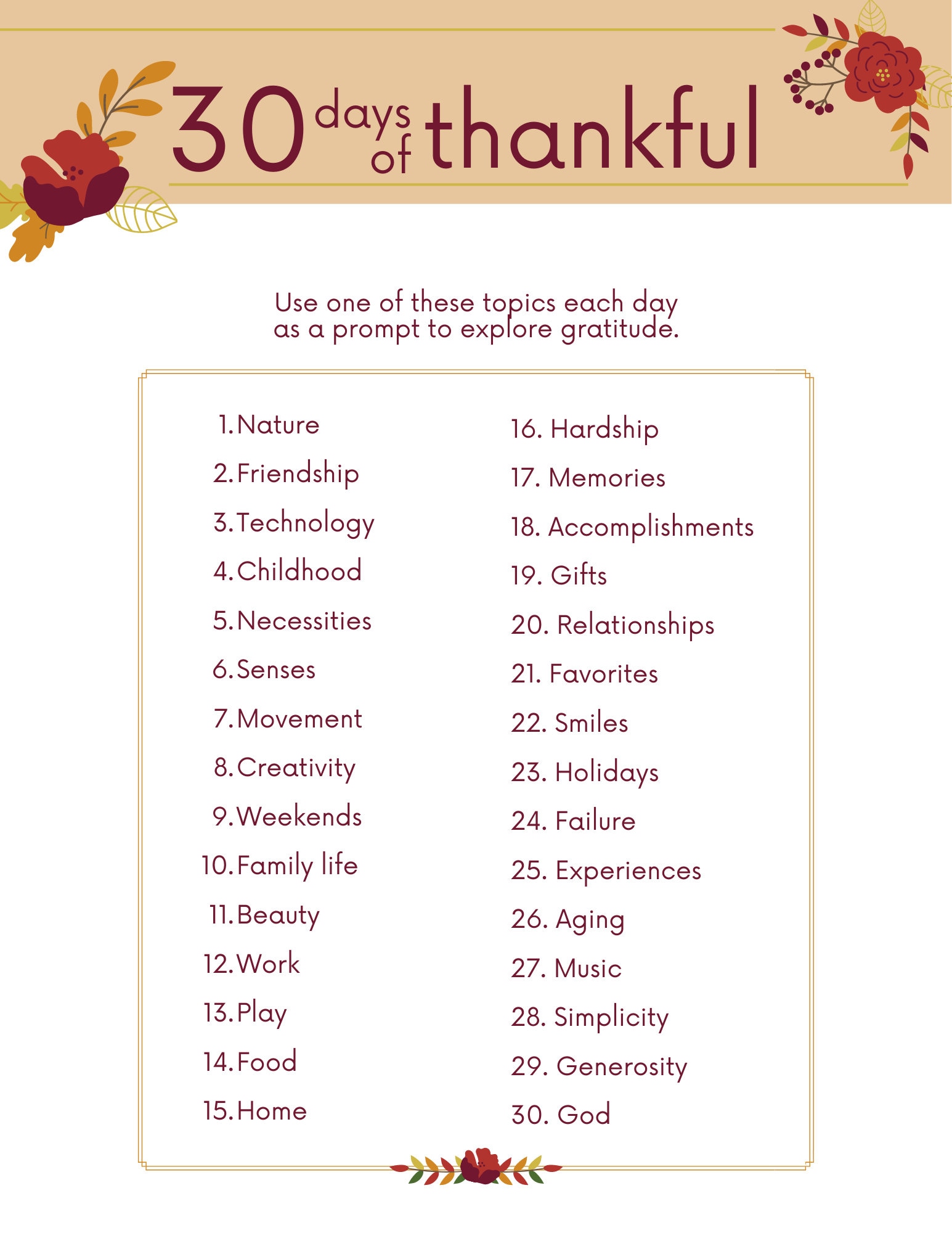 30 Days of Thankful Printable, Gratitude Prompts, Gratitude Journal - Etsy