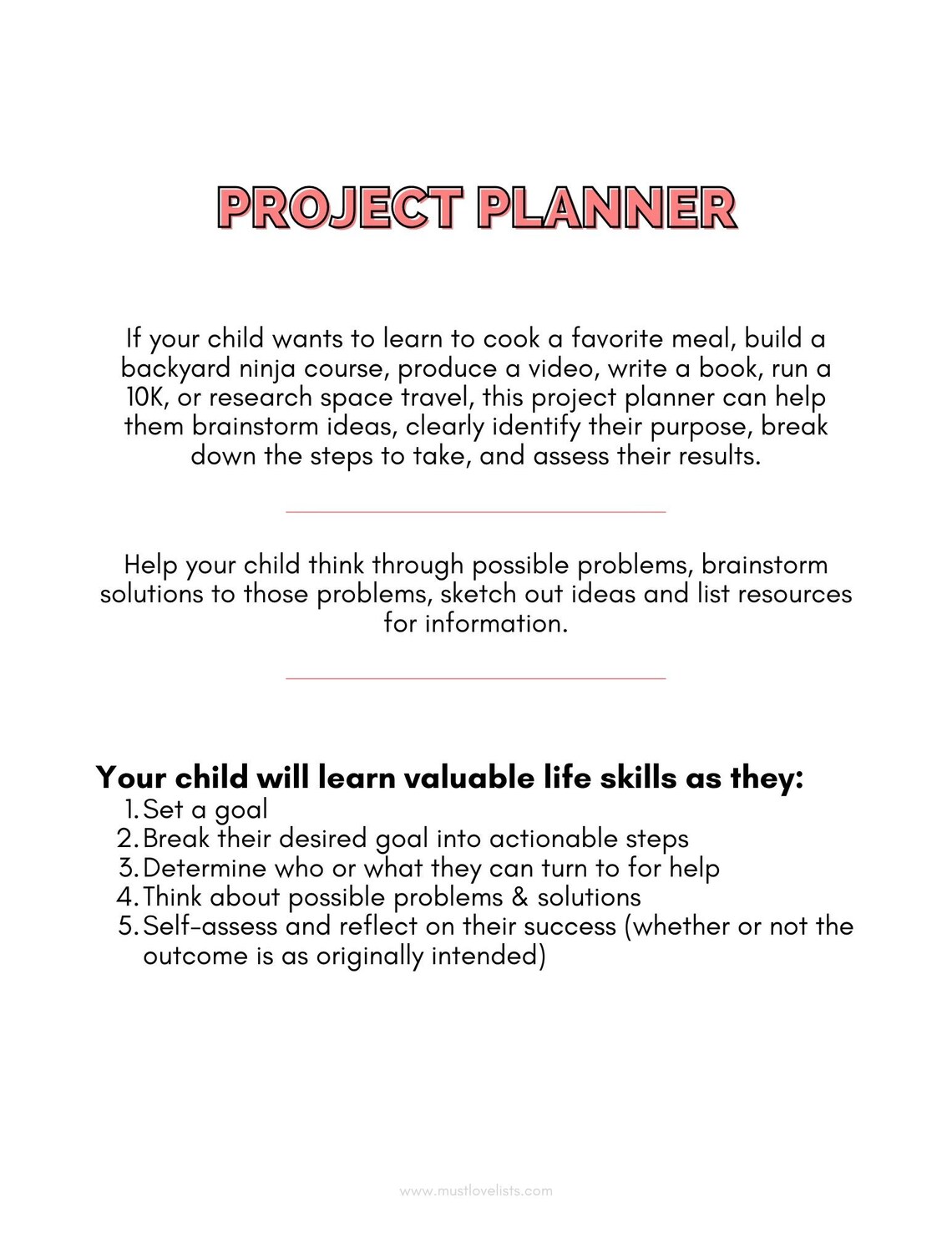 Student Project Planner, Project Planner for Kids, Project Planning ...