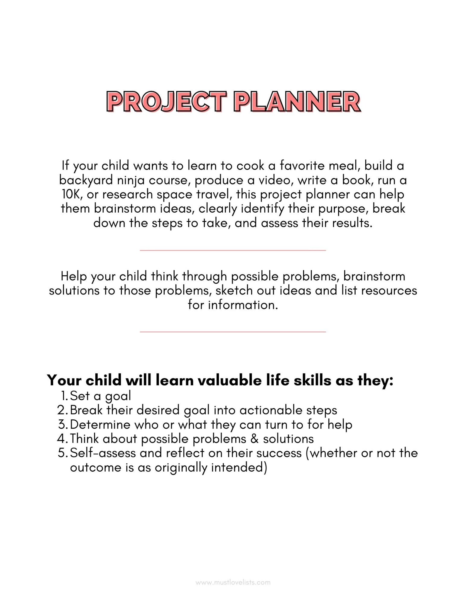 Student Project Planner, Project Planner for Kids, Project Planning ...