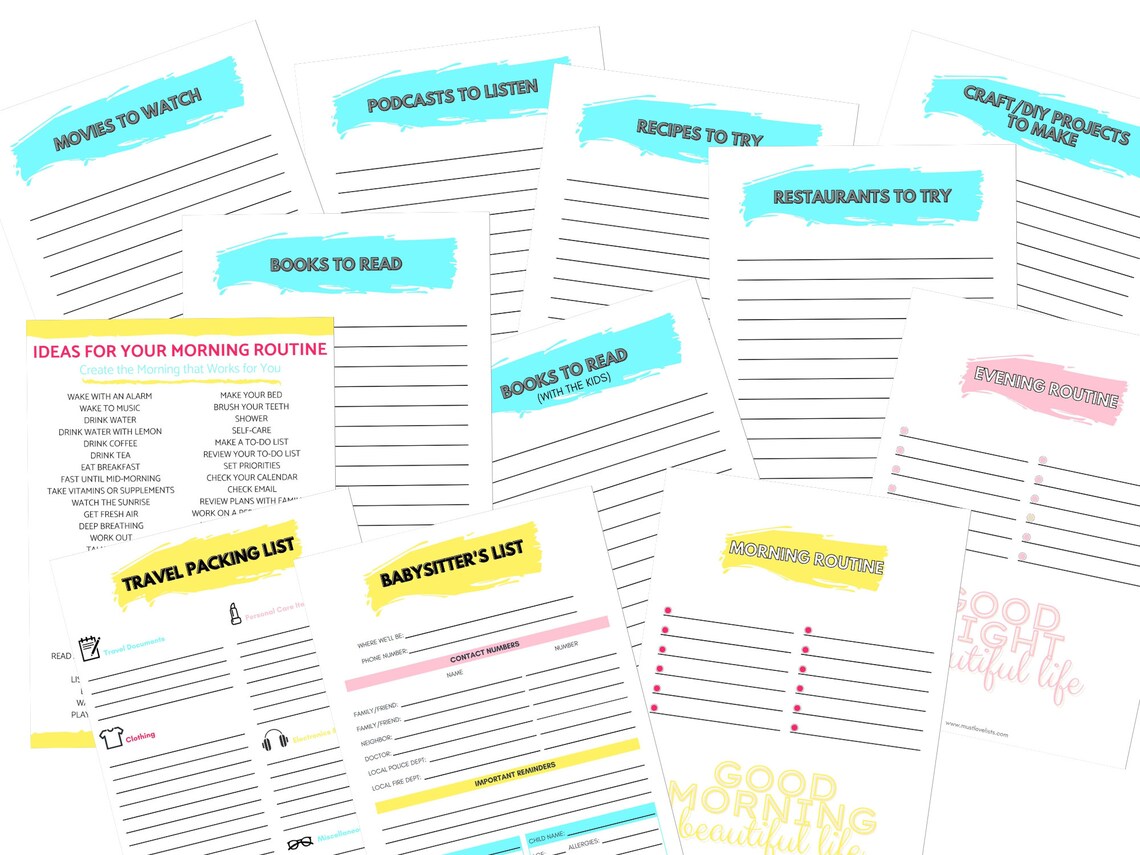 Ultimate Organizing List Pack, Household Lists, Favorites Lists, To-do ...